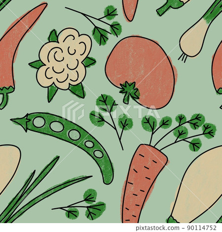 Hand drawn seamless pattern with vegetables... - Stock Illustration ...