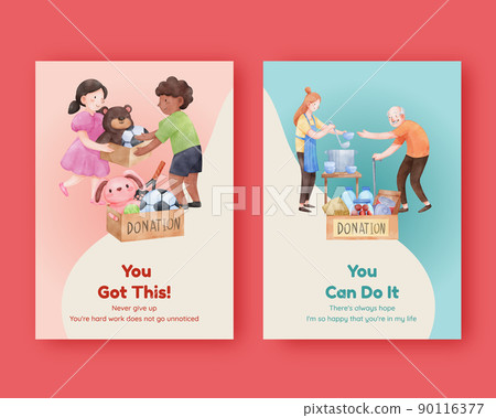 Card template with humanitary aid refugees... - Stock Illustration ...
