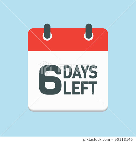 Countdown daily page calendar icon - 6 days left - Stock Illustration ...