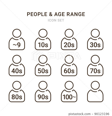 Decorative material, person, age group, line icon - Stock Illustration ...
