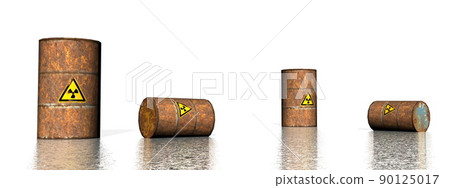 Four rusty toxic logo barrels - 3D render - Stock Illustration ...