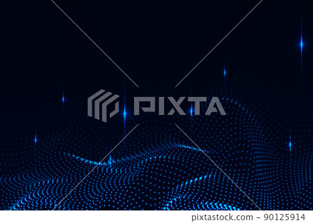 Abstract blue particles background. Stream wave... - Stock Illustration ...
