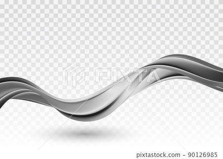 Abstract vector gray wave flow on transparent... - Stock Illustration ...