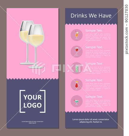 Cocktails Menu Cover Design with List of Drinks - Stock Illustration ...