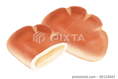 Cream bun and cracked cream bun - Stock Illustration [90128881] - PIXTA