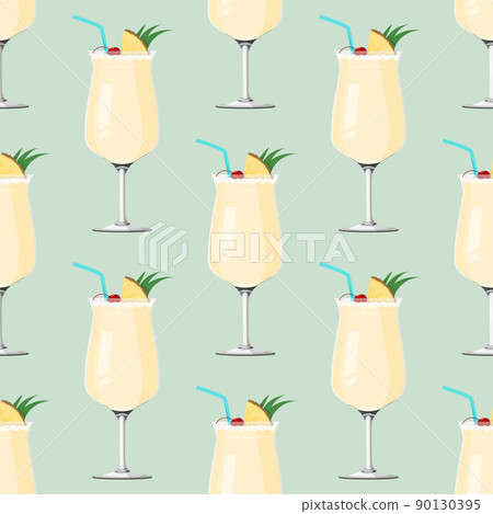 Tropical drink Pina Colada background. Alcohol... - Stock Illustration ...