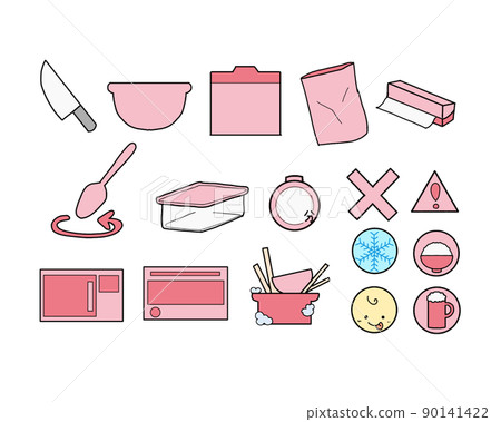 Short-time cooking mark set pink - Stock Illustration [90141422] - PIXTA