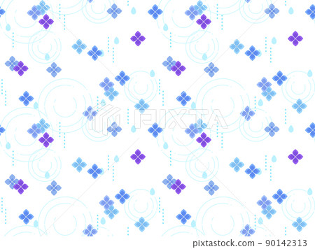 Hydrangea and rain pattern background - Stock Illustration [90142313 ...