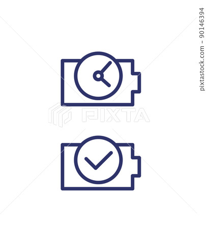 Battery charging time line icons - Stock Illustration [90146394] - PIXTA