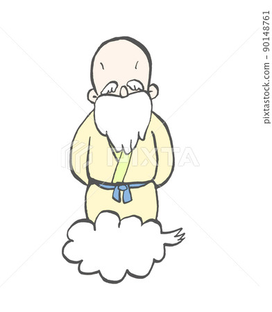 Illustration of a god riding on a cloud that... - Stock Illustration ...