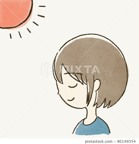 A girl taking a sunshine - Stock Illustration [90149354] - PIXTA