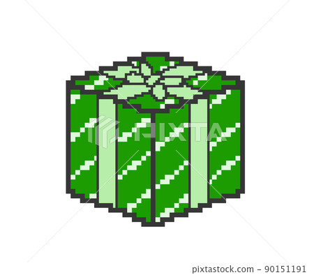 Present box (pixel art) green - Stock Illustration [90151191] - PIXTA