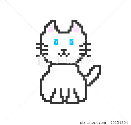 White cat (pixel art) - Stock Illustration [90151204] - PIXTA