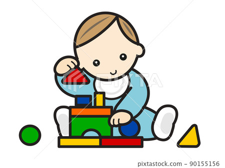 Baby playing building blocks - Stock Illustration [90155156] - PIXTA