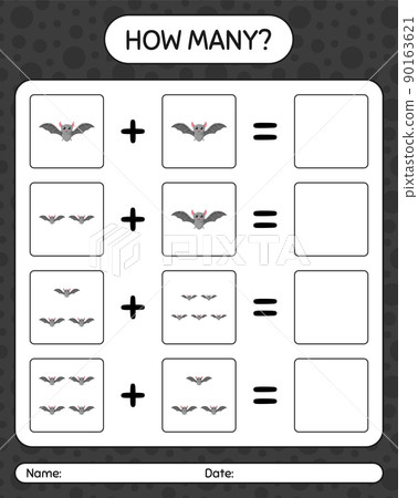 How many counting game with bat. worksheet for... - Stock Illustration ...