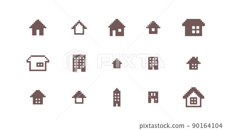 Pixel art cute house icon decoration set... - Stock Illustration ...