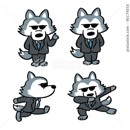 Bodyguard-style wolf wearing sunglasses and a suit - Stock Illustration ...