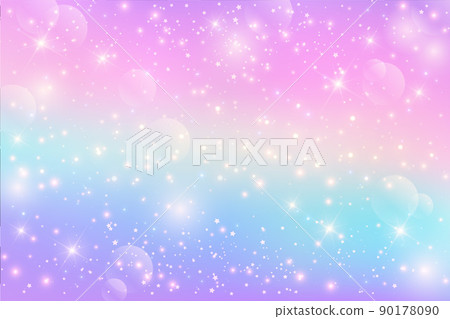 Rainbow unicorn fantasy background with stars.... - Stock Illustration ...