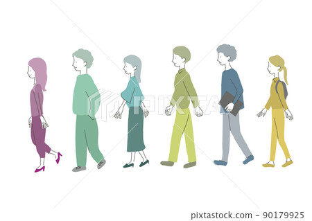 Sideways walking figure illustration set of men... - Stock Illustration ...