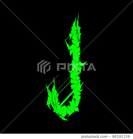 Grunge font.Green vector letter on black... - Stock Illustration ...