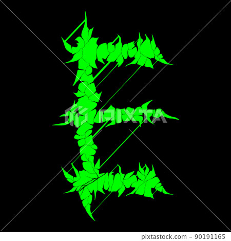 Grunge font.Green vector letter on black... - Stock Illustration ...