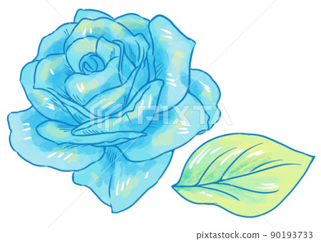 Blue blue colorful fantasy rose rose - Stock Illustration [90193733 ...
