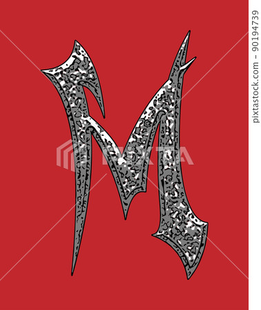 Beveled letter with coarse surface on red... - Stock Illustration ...