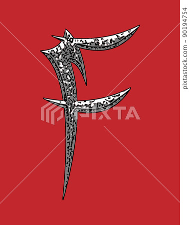 Beveled letter with coarse surface on red... - Stock Illustration ...