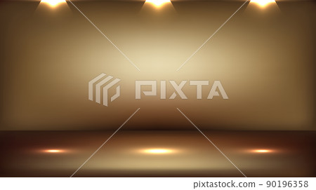 3D empty elegant golden studio room background... - Stock Illustration ...