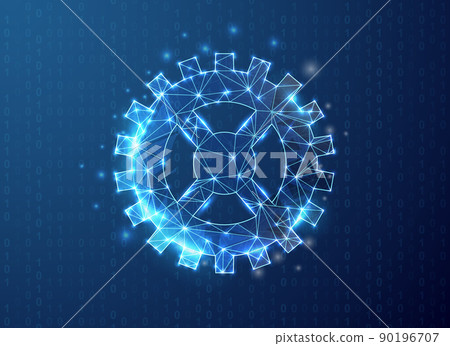 Gear polygonal symbol with binary code... - Stock Illustration ...