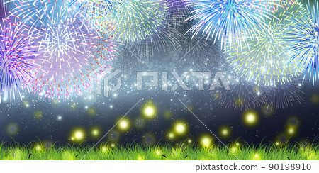 Summer festival fireworks display background... - Stock Illustration ...