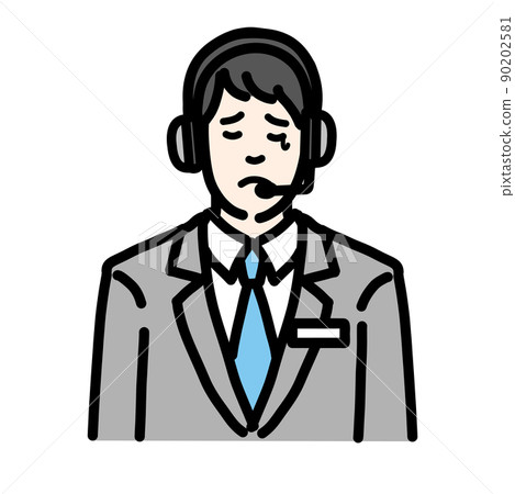 A young man of an operator who is weeping and sad - Stock Illustration ...