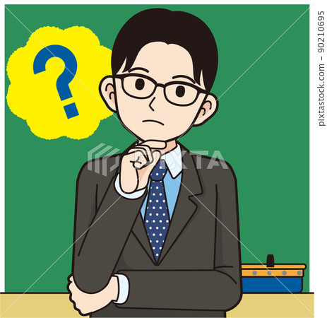 Thinking male teacher_line drawing - Stock Illustration [90210695] - PIXTA
