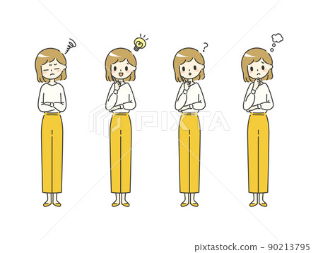 Thinking woman [Yellow] [Whole body] - Stock Illustration [90213795 ...