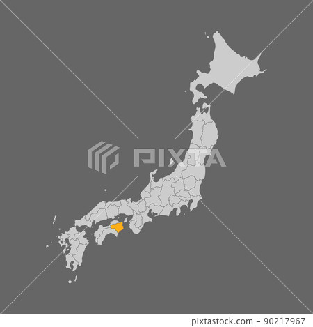 Tokushima prefecture highlight on the map of Japan - Stock Illustration ...