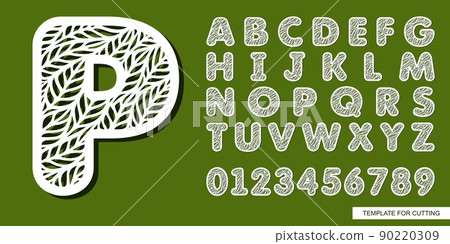 Letter P made of leaves. Eco font for spring,... - Stock Illustration ...