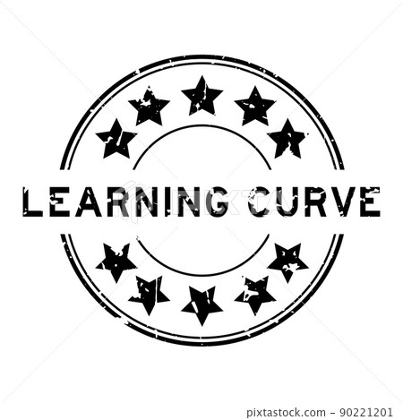 Grunge black learning curve word with star icon... - Stock Illustration ...