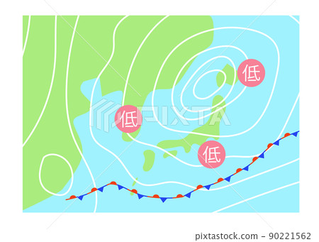 Baiu front weather map illustration - Stock Illustration [90221562] - PIXTA
