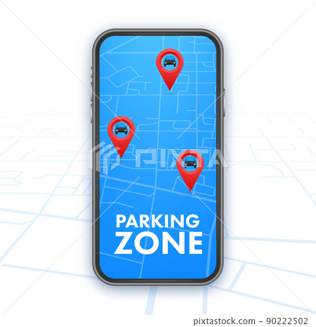 Parking sign, Parking zone map pin. Street road... - Stock Illustration ...