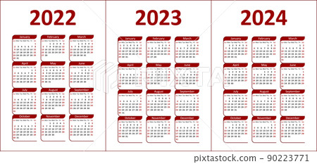 Calendar 2022, 2023, 2024 - Stock Illustration [90223771] - PIXTA