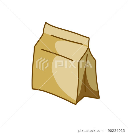 Grocery Paper bag. Cartoon Brown food packaging - Stock Illustration ...