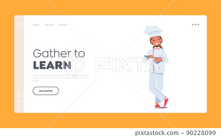 Kid Professions Landing Page Template. Girl... - Stock Illustration ...