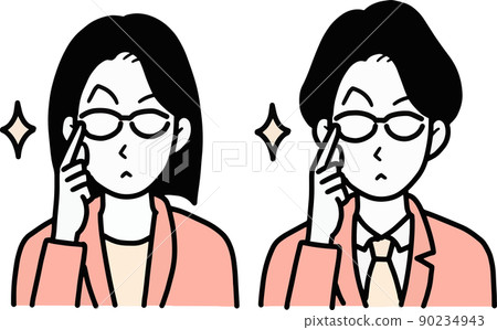 Illustration material set of strict boss - Stock Illustration [90234943 ...