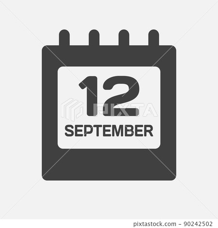Icon day date 12 September, template calendar page - Stock Illustration ...
