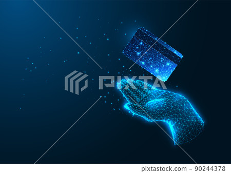 Futuristic online payment concept with glowing... - Stock Illustration ...