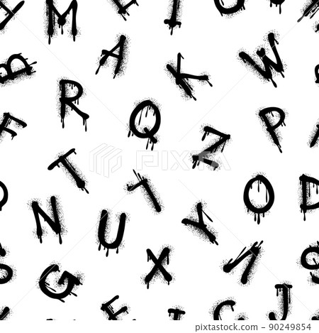 Grunge brush black letters seamless pattern.... - Stock Illustration ...