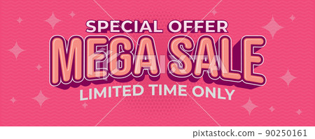 Mega sale pink banner template. Special offer... - Stock Illustration ...