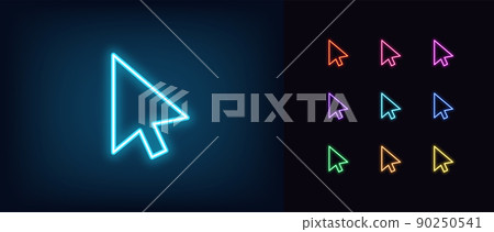 Outline neon mouse cursor icon. Glowing neon... - Stock Illustration ...