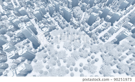 Aerial view abstract modern white city downtown 3D - Stock Illustration ...