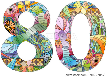 80 number vintage font. Engraving design.... - Stock Illustration ...